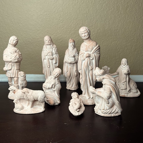 Holiday | Vintage Terracotta Nativity Crche 9 Piece Set Christmas Decor ...